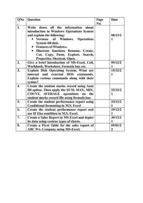 Lab Project Qno Question Page No Date Write Down All The