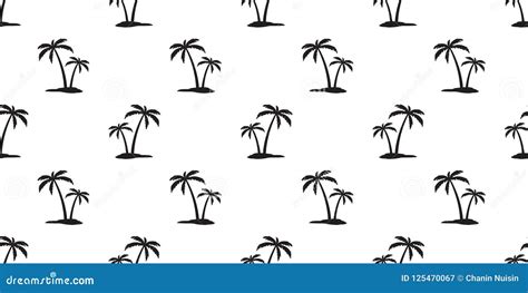 Coconut Tree Seamless Pattern Island Palm Tree Vector Isolated Sea