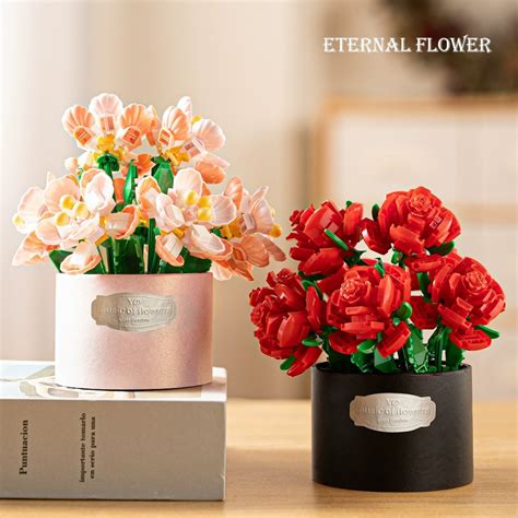 Bouquet Blocks Of Roses Building Flower Bricks Assembling Flowers Toy