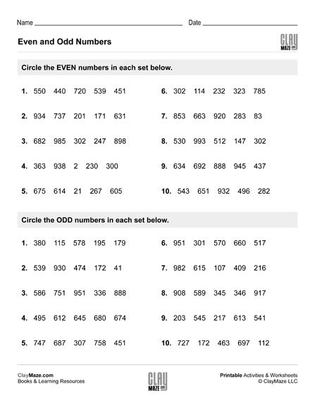 Odd And Even Numbers 1 To 100