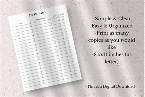 Printable Employee Task List Template Employee Assignment Work Log Task Management Template