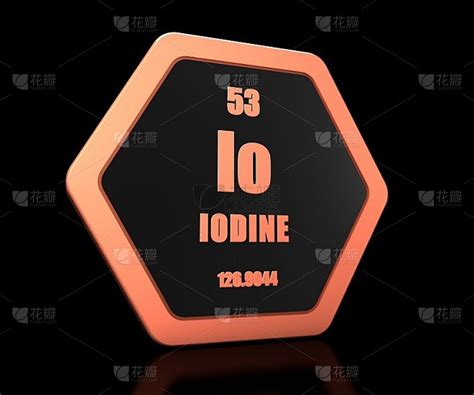 碘元素周期表符号三维渲染