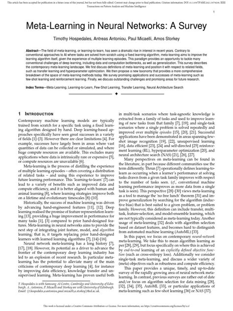 Meta Learning In Neural Networks A Survey Pdf Machine Learning Deep Learning