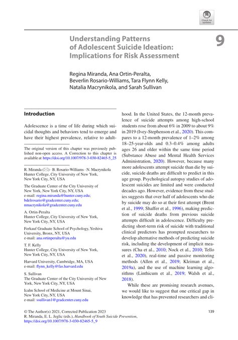 Pdf Understanding Patterns Of Adolescent Suicide Ideation Implications For Risk Assessment
