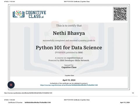 Nethi Bhavya On Linkedin Python For Data Science Certified By Ibm