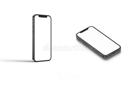Realistic Smartphone Mockup Mobile Phone With Blank White Screen Stock