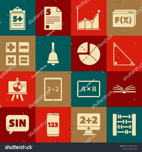Set Abacus Open Book Triangle Math Stock Vector Royalty Free Shutterstock