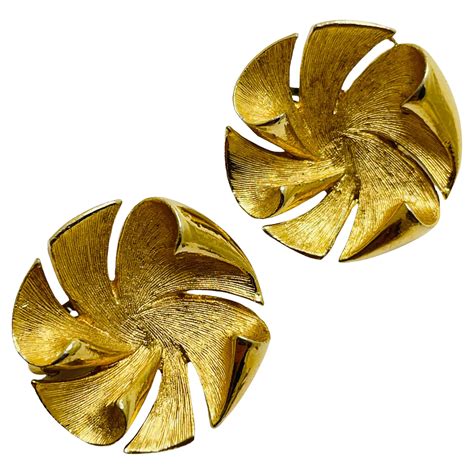 Vintage Gold Tone Designer Clip On Earrings For Sale At 1stdibs