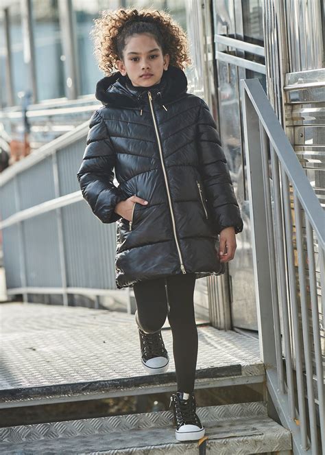 Lange Winterjacke Gesteppt Teenager Mädchen Schwarz Mayoral