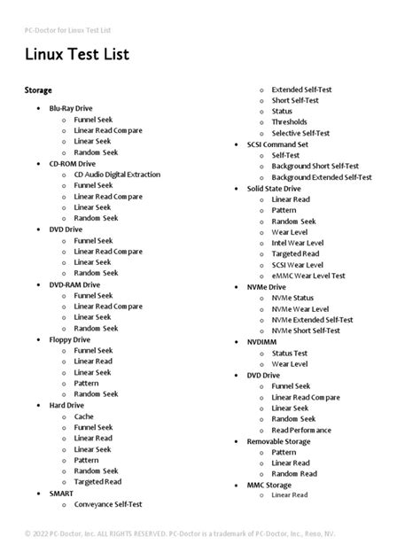 Pc Doctor Linux Test List Pdf Network Interface Controller Usb