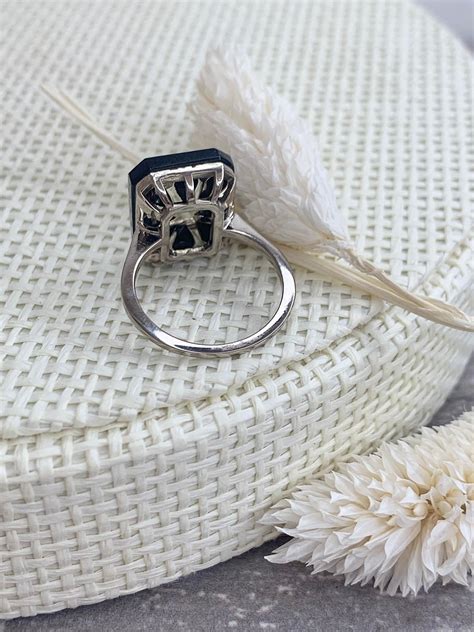 Antique 18ct White Gold Onyx And Diamond Deco Ring For Sale At 1stdibs
