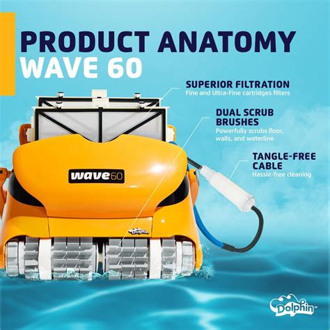 Dolphin Wave 60 Automatic Robotic Pool Vacuum Cleaner Includes Caddy