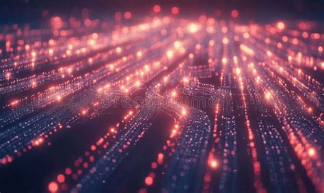 Digital Data Flow With Glowing Particles Abstract Technology Background Stock Image Image Of