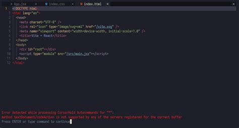 Error Detected While Processing Cursorhold Autocommands For Method Textdocumentcodeaction