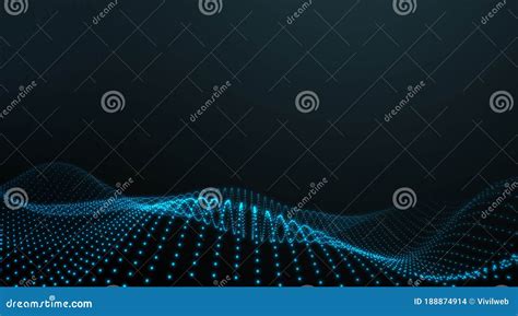 Abstract Wave Of Glowing Blue Particles Stock Illustration Illustration Of Communication Flow