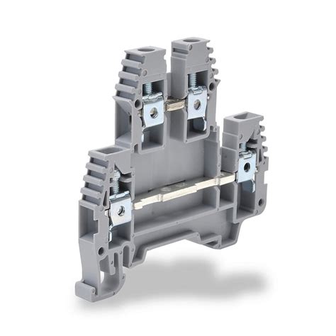 Screw Double Level Feedthrough Terminal Block 100 Pk Gray 26 10 Awg Pn Kn D10gry