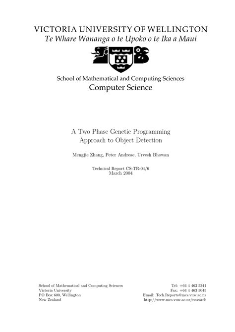 Pdf A Two Phase Genetic Programming Approach To Object Detection