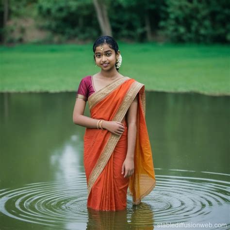 Girl In Saree By Pond Stable Diffusion Online