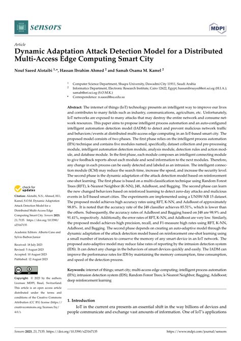 Pdf Dynamic Adaptation Attack Detection Model For A Distributed Multi Access Edge Computing