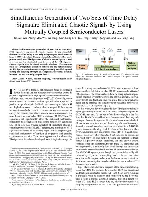 Pdf Simultaneous Generation Of Two Sets Of Time Delay Signature