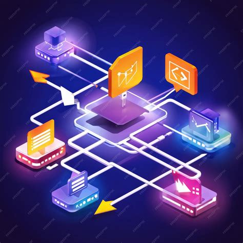 Premium Vector 3d Render Of Computer Network Icons Over Purple