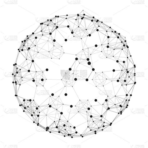 点连成线球体绘画插图格子全球通讯地球形抽象技术数字化显示联系