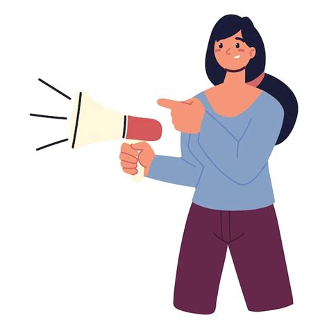 Premium Vector Woman Holds Megaphone