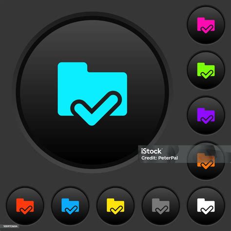 컬러 아이콘으로 폴더 확인 어두운 푸시 버튼 고름에 대한 스톡 벡터 아트 및 기타 이미지 고름 곡선 그래픽 사용자