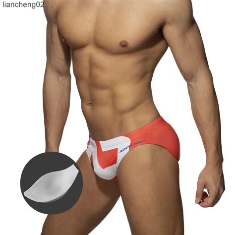 Mens Sexy Summer Swimsuit Briefs With Push Pad Low Waist Bathing Suit