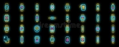 Wearable Tracker Icons Set Vector Neon Stock Illustration Illustration Of Icons Wifi 319907144