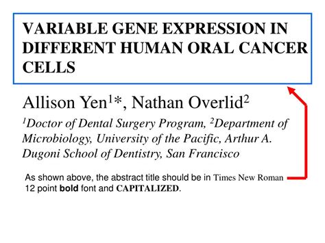 Ppt Variable Gene Expression In Different Human Oral Cancer Cells