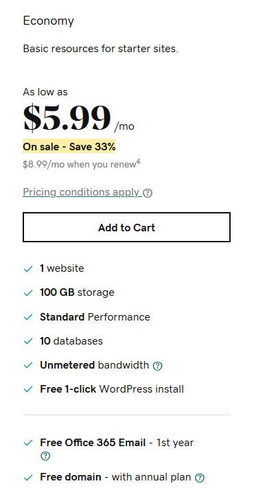 Economy Linux Hosting With Cpanel From Godaddy 2022