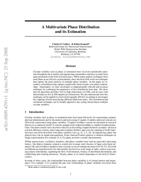 Pdf A Multivariate Phase Distribution And Its Estimation