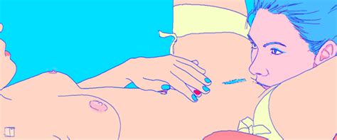 rule 34 animated blue eyes blue hair blue nails breasts nipples phazed pussy licking red