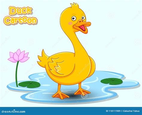 Cute Cartoon Duck Characters Vector Illustration Cartoon Style Stock Vector Illustration Of