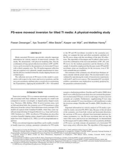 Ps Wave Moveout Inversion For Tilted Ti Media A Physical Cgiss
