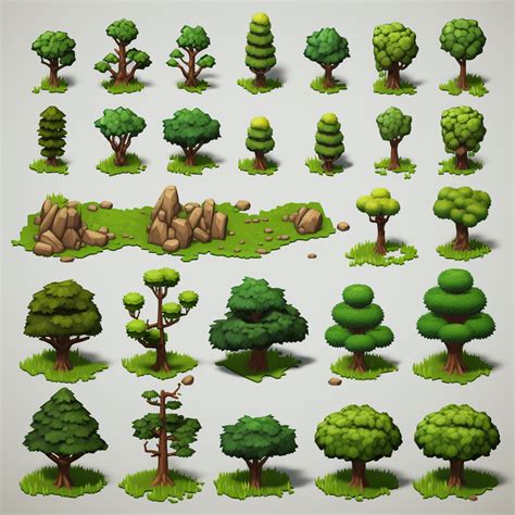 Over 1000 2d Assets Trees Grass Wood Rocks By Flora