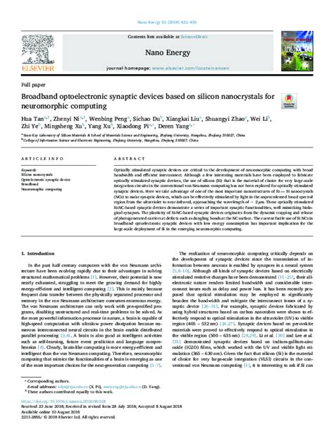 pdf broadband optoelectronic synaptic devices based on silicon