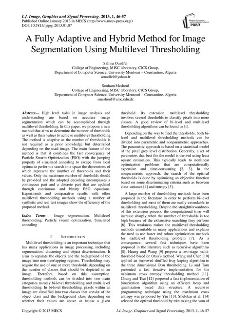 Pdf A Fully Adaptive And Hybrid Method For Image Segmentation Using