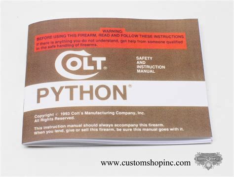 Colt Python Box OEM Case With 1993 Manual Paperwork Plus Added Bonus Custom Shop