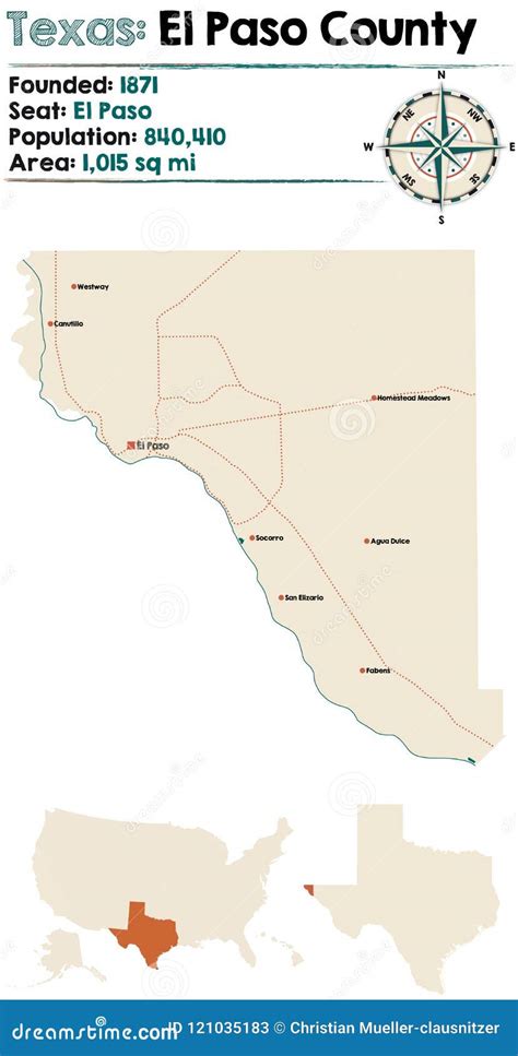 Map Of El Paso County In Texas Stock Vector Illustration Of State Seat 121035183