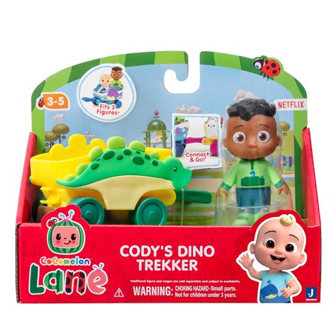 Cocomelon Lane Codys Dino Trekker Cody And A Green Dino Free Wheeling Wagon Engaging Toy
