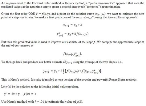 Solved An Improvement To The Forward Euler Method Is Heuns