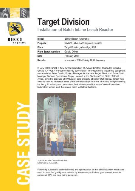 Installation Of Batch Inline Leach Reactor Gekko Systems