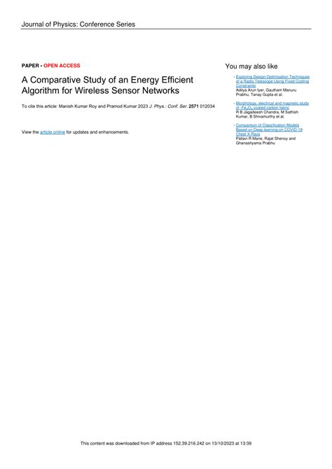 Pdf A Comparative Study Of An Energy Efficient Algorithm For Wireless Sensor Networks