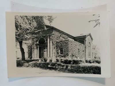 Medina Ohio Real Photo Postcard 1955 Era Church Of Christ Covered In