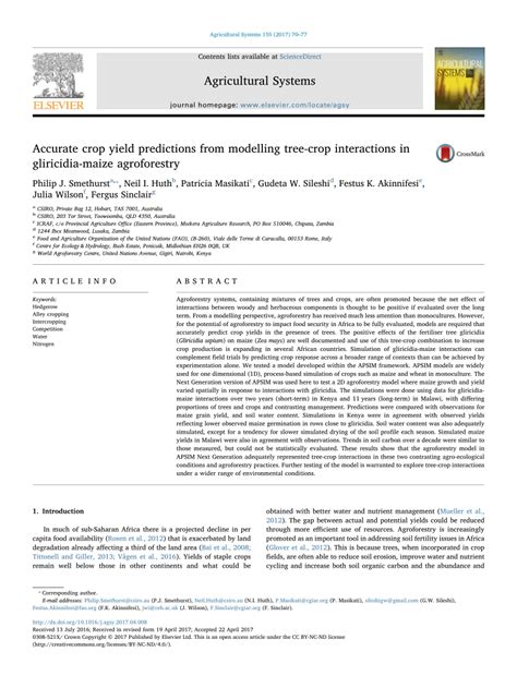 Pdf Accurate Crop Yield Predictions From Modelling Tree Crop