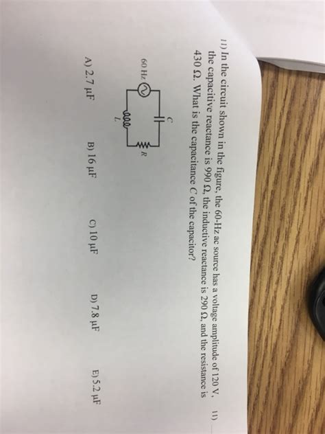 Solved 1 In The Circuit Shown In The Figure The 60 Hz Ac