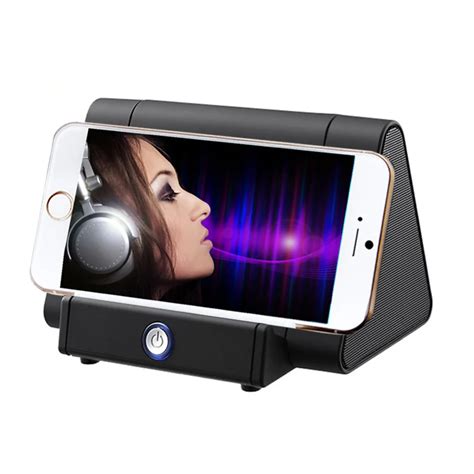 Mini Portable Wireless Induction Speaker Mobile Phone Holder Automatic Sensing MIC Speakers HIFI