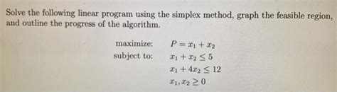 Solved Solve The Following Linear Program Using The Simplex